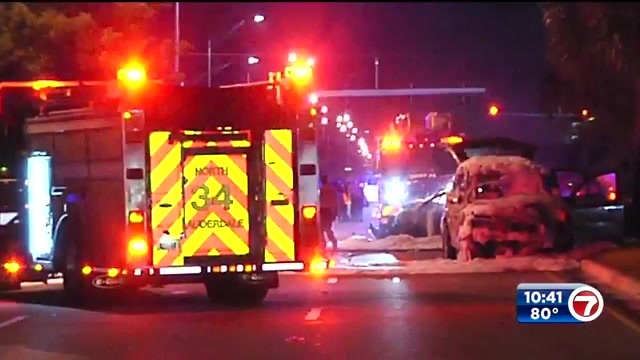 At least 2 hospitalized after fiery multi-vehicle crash in North Lauderdale - WSVN 7News | Miami ...