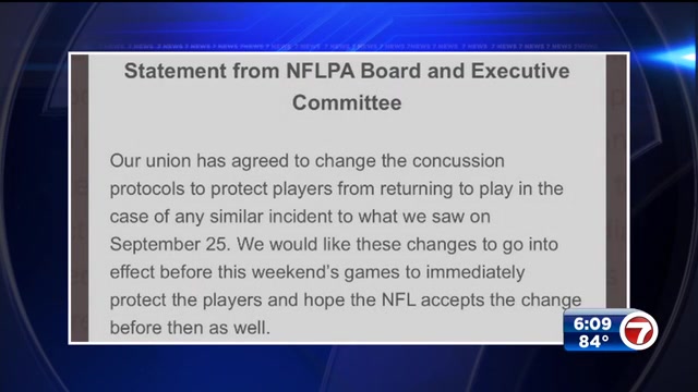 NFL players union urges quick changes to concussion protocol - WSVN ...