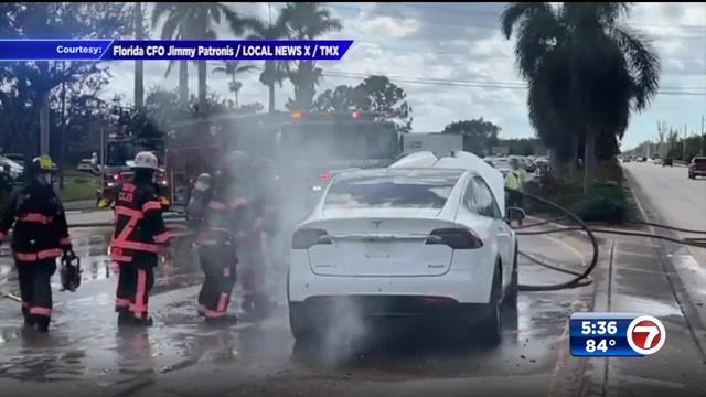 Tesla fire in Naples prompts hazard warning about electric vehicles in ...