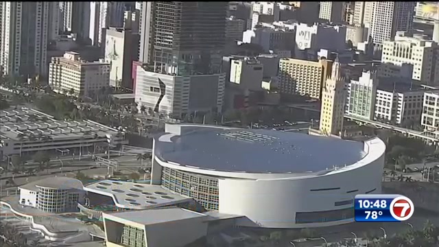 Installation of new rooftop FTX logo underway at FTX Arena - WSVN 7News ...