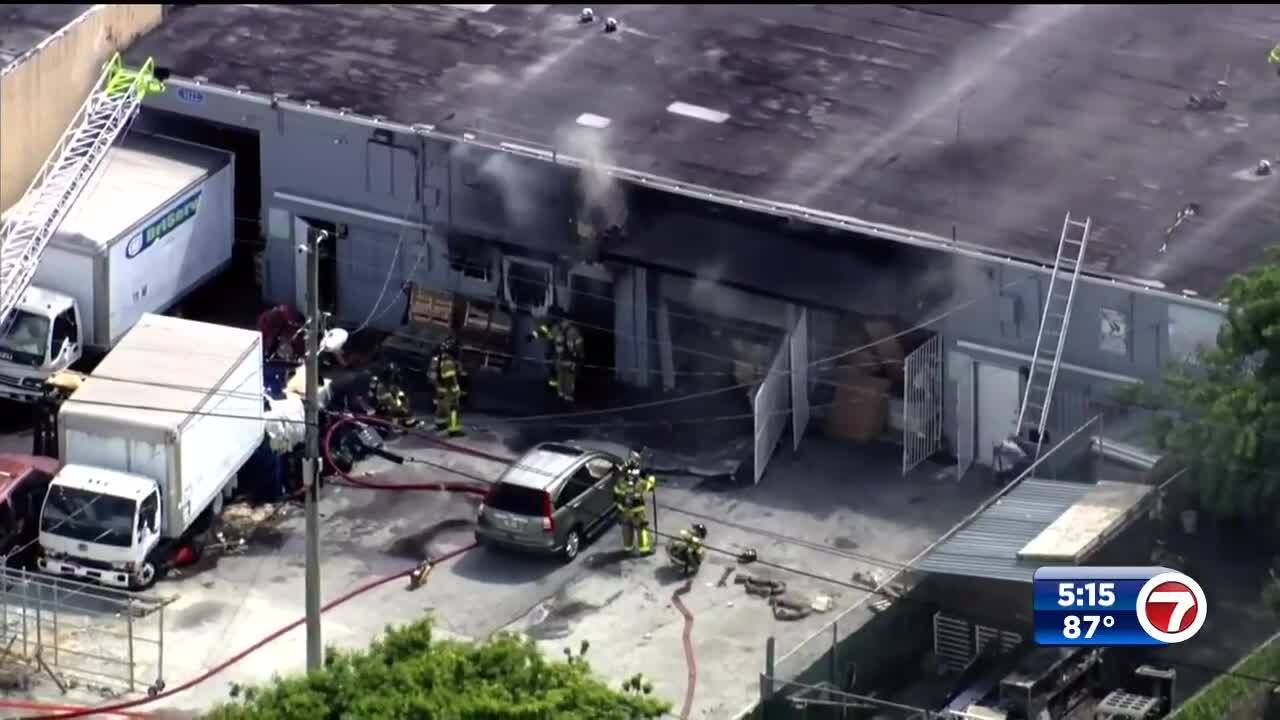 Crews put out flames at warehouse in Northwest Miami-Dade - WSVN 7News ...