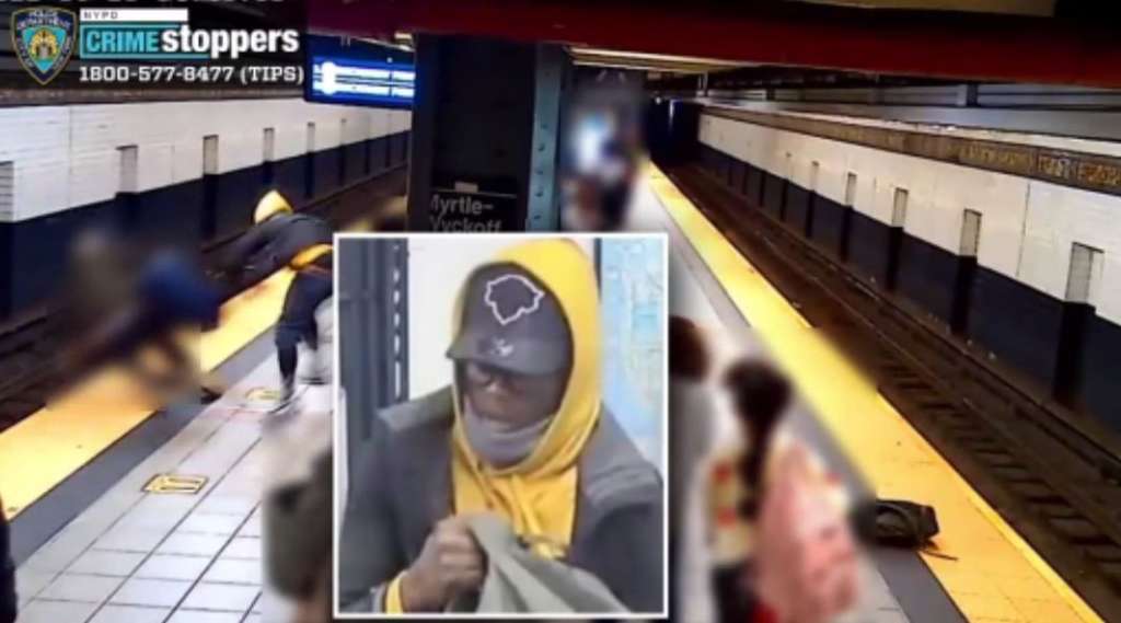 Police release video in search of NYC man seen pushing subway commuter on tracks from platform ...