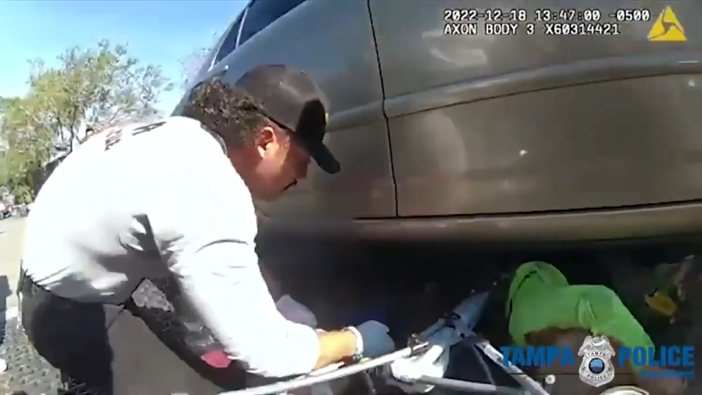 Body camera captures moments good Samaritans save child and great-grandmother trapped underneath ...