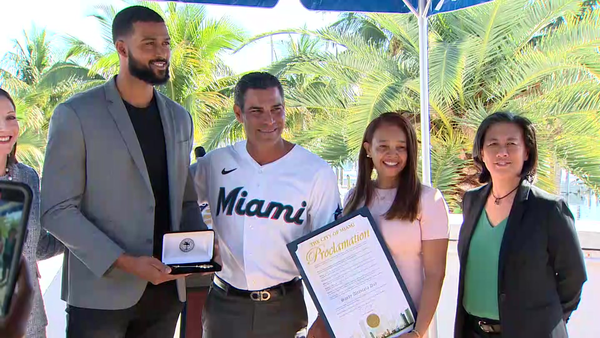 Marlins ace, Cy Young winner Alcantara gets key to city - WSVN 7News ...