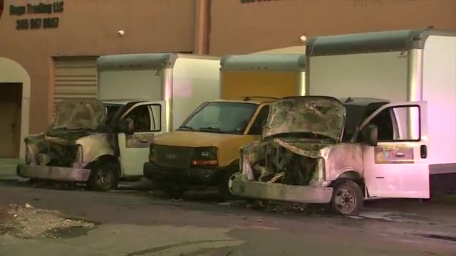 2 box trucks torched at Hialeah party rental business, triggering arson ...