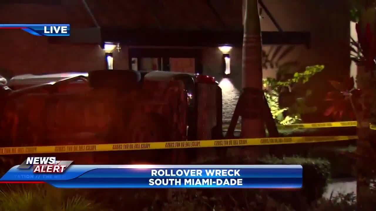 Car rolls over off US 1 and SW 152 Ave., ends up in patio of restaurant ...