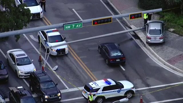 Crash brings down light pole on Miami Police cruiser; no injuries ...