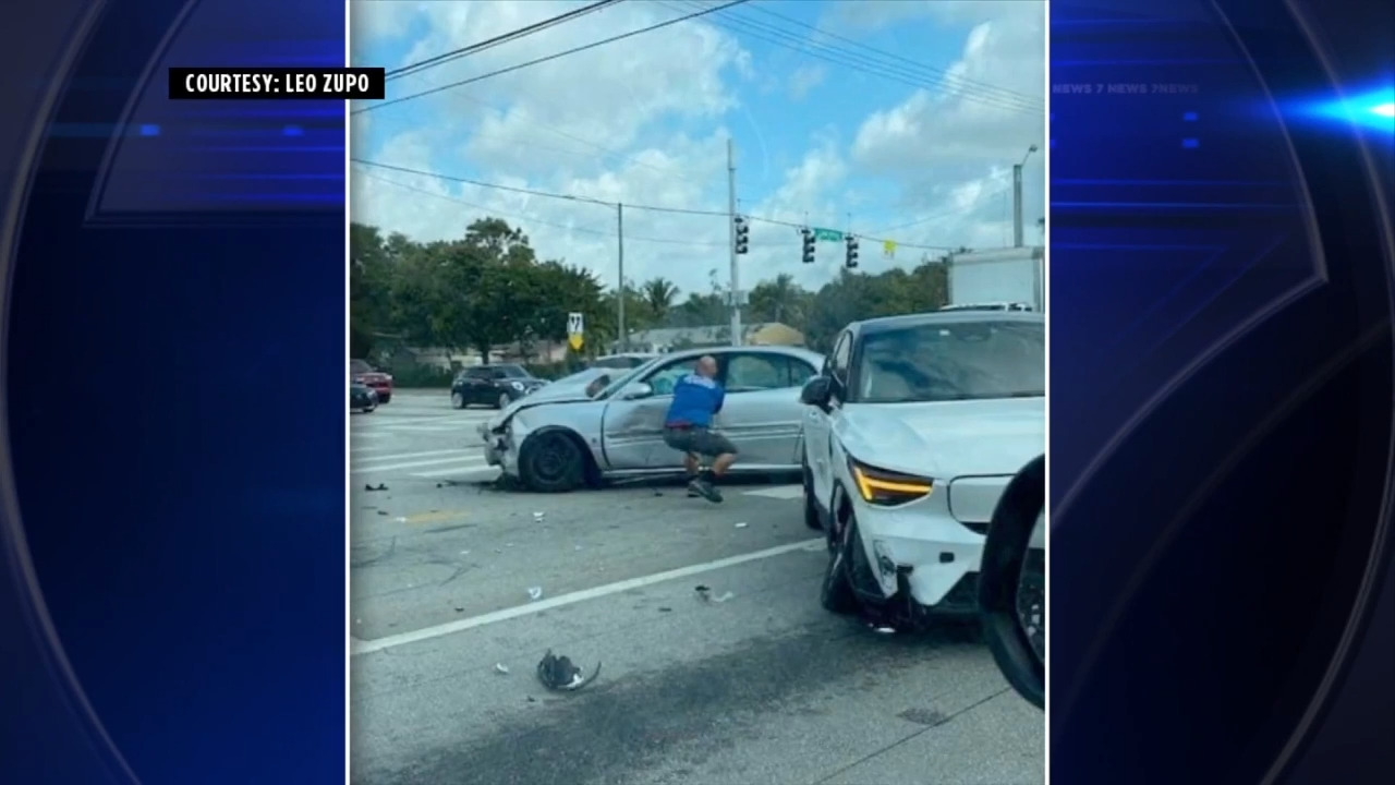 Man rescues woman from burning car in Boynton Beach - WSVN 7News ...