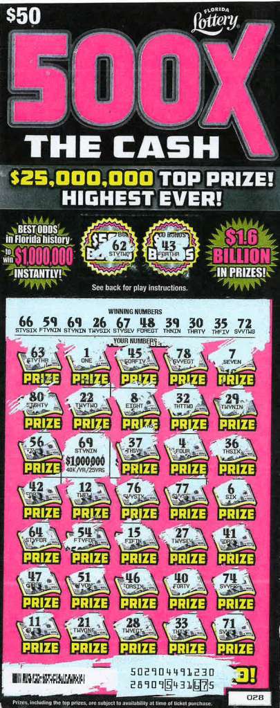 BROWARD MAN CLAIMS $1 MILLION PRIZE PLAYING THE 500X THE CASH SCRATCH ...