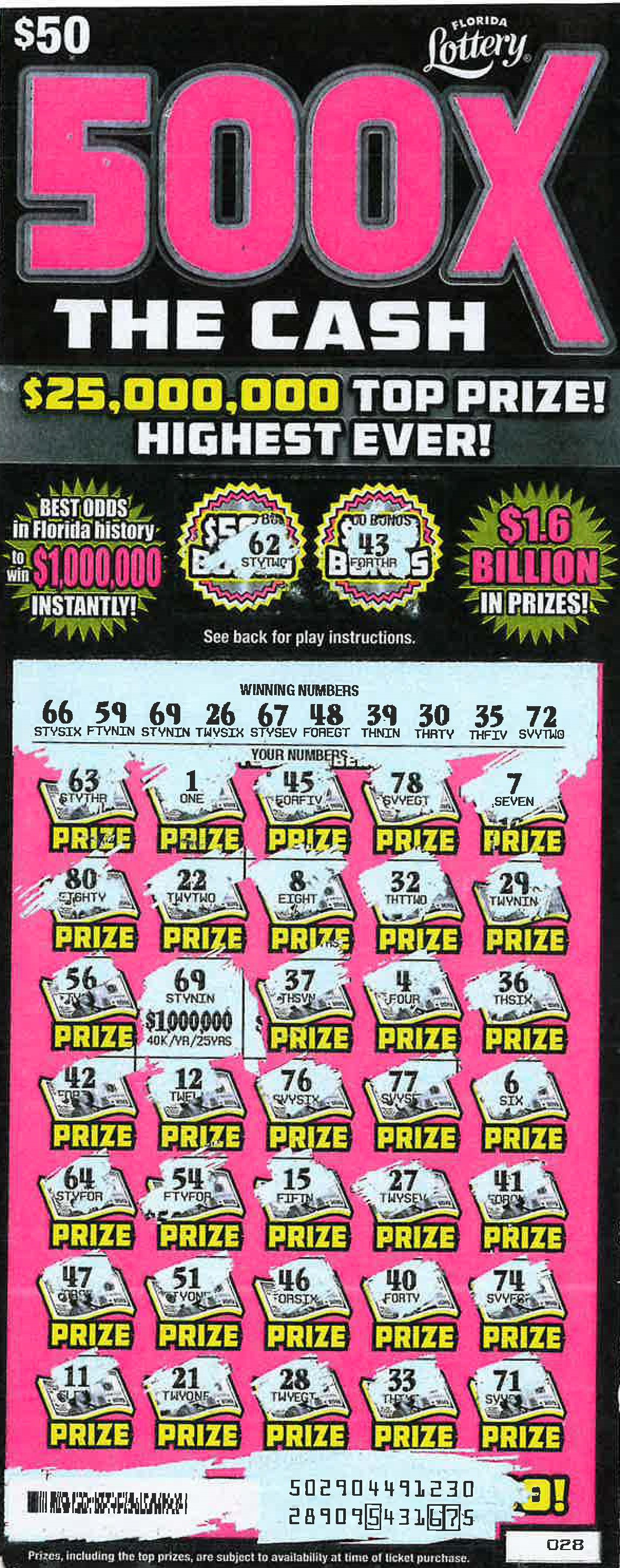 BROWARD MAN CLAIMS $1 MILLION PRIZE PLAYING THE 500X THE CASH SCRATCH ...