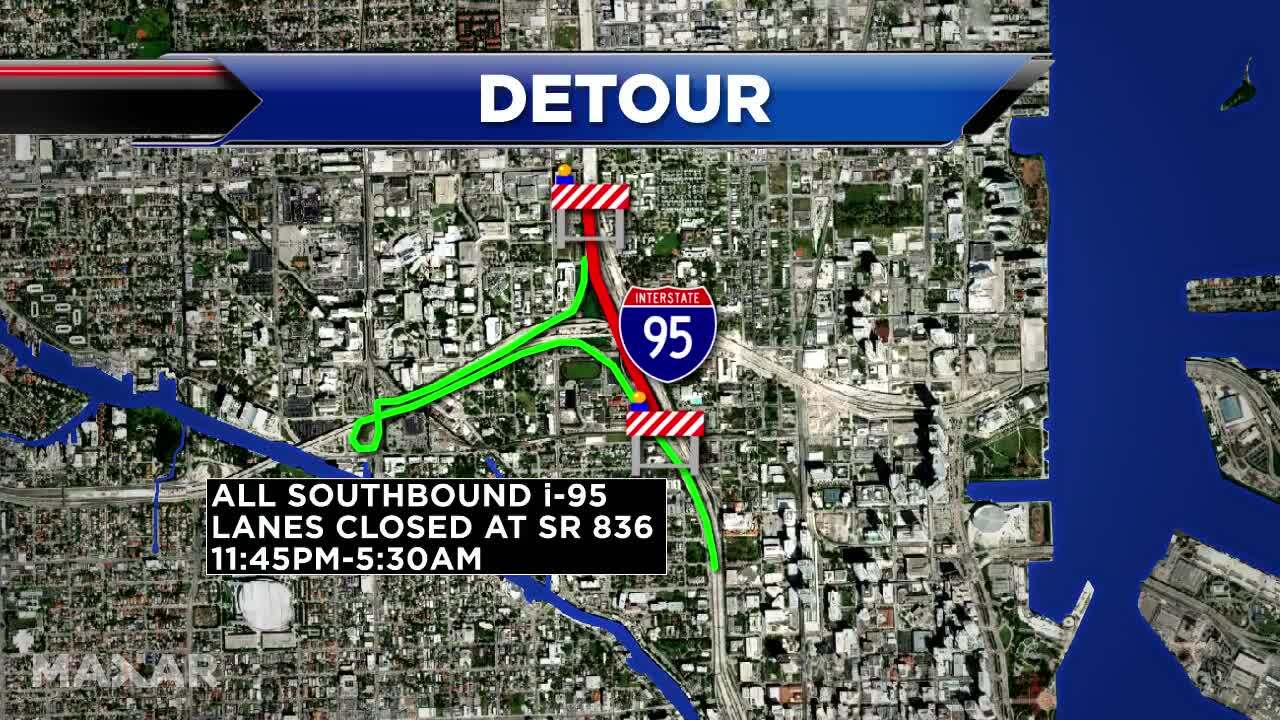 I-95 will close southbound at 836 tonight - WSVN 7News | Miami News ...