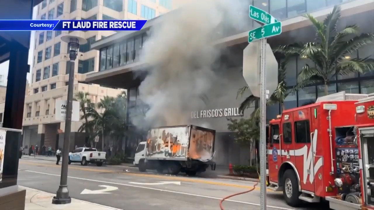 Box truck catches fire outside downtown Fort Lauderdale restaurant; no ...
