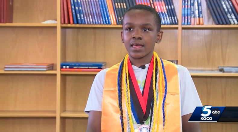 13-year-old Oklahoma boy makes history as he crosses stage as college ...