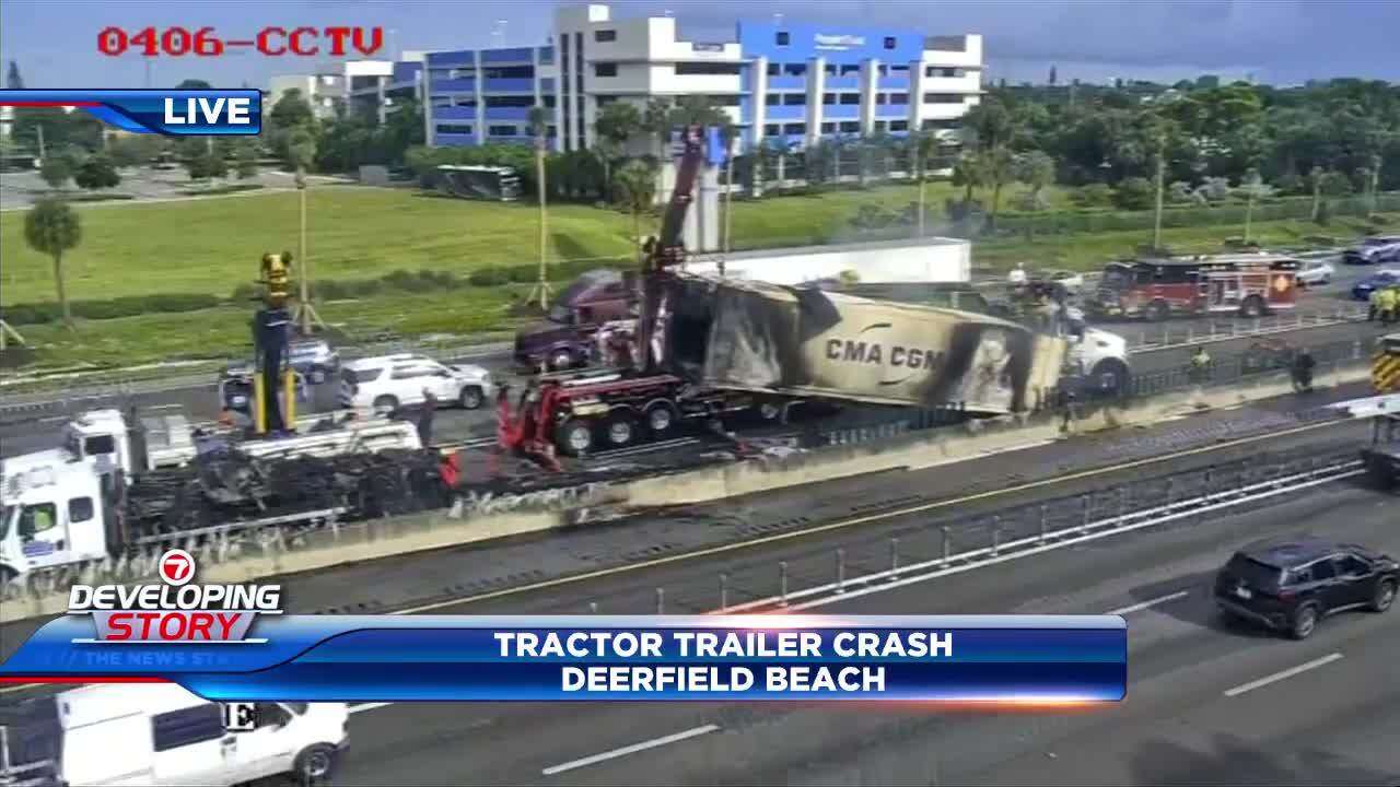 1 hospitalized after tractor trailer catches on fire NB on I-95 in ...