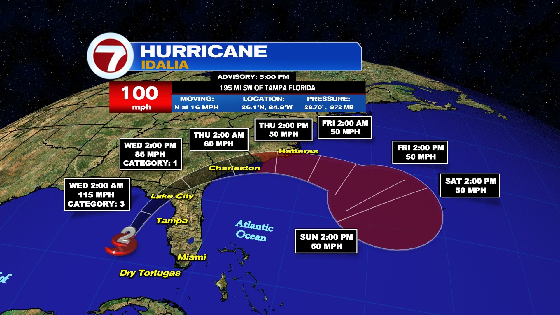 Hurricane Idalia strengthens into a Category 2 storm with 100 mph winds ...