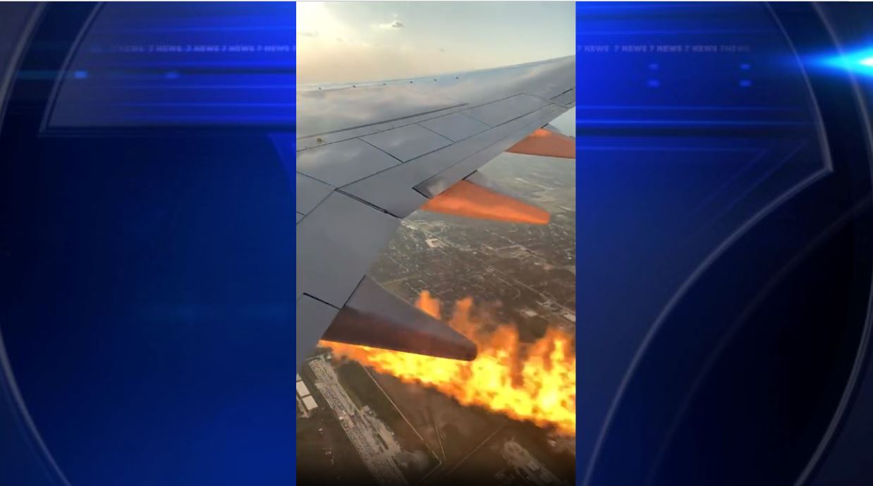 Videos show flames from engine of plane that returned to Houston ...