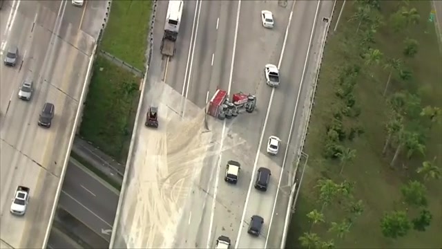 Rollover crash involving truck on SB Florida Turnpike in SW Miami-Dade causes traffic delays; 2 ...