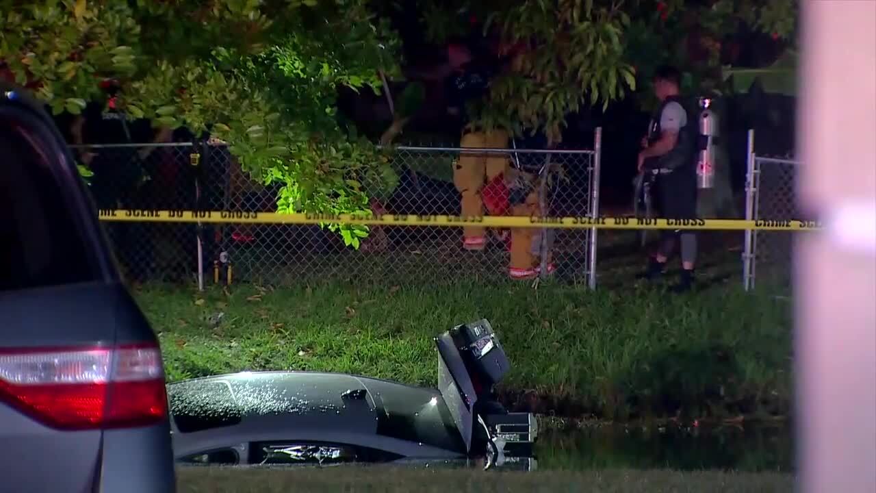 Police respond to car submerged in Lauderhill canal - WSVN 7News ...
