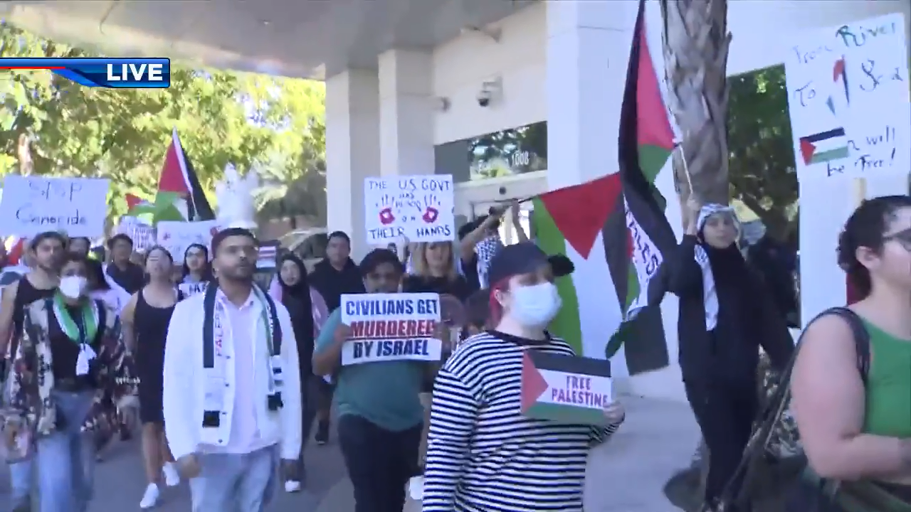 Pro-Palestinian rally held at Broward College in Davie - WSVN 7News ...