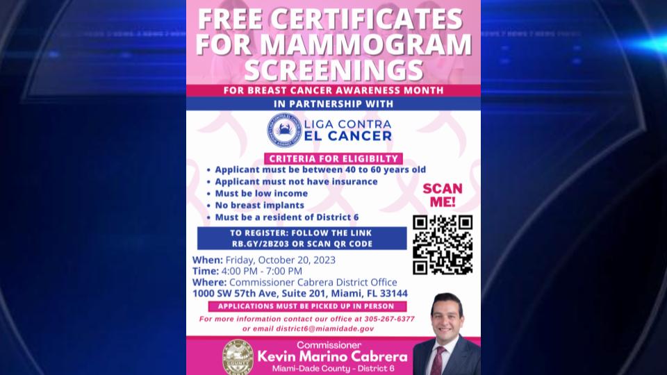 District 6 commissioner offering free mammogram screenings for ...