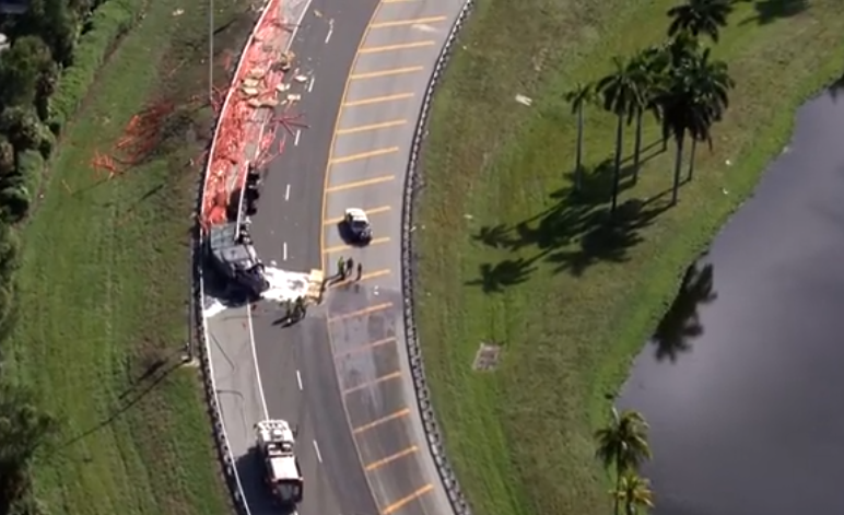 NB Turnpike extension reopens in Miramar after tractor-trailer rollover crash - WSVN 7News ...