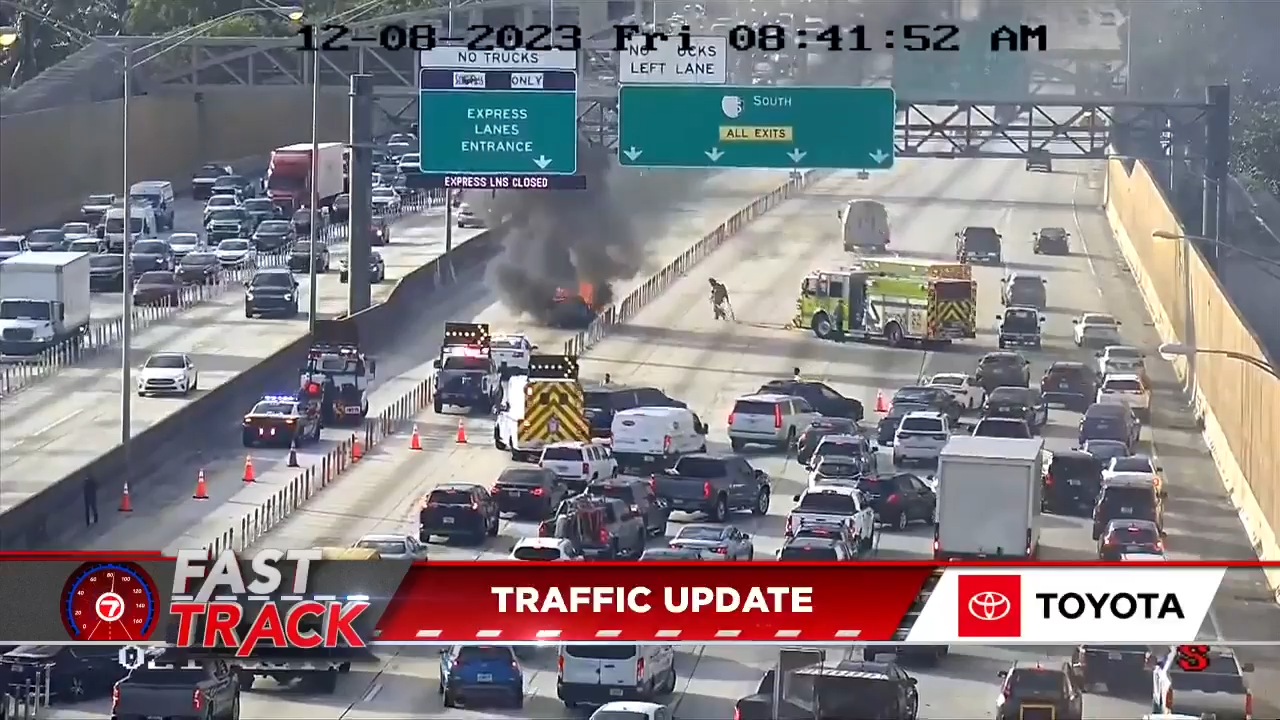 Miami-Dade Fire Rescue respond to car fire on I-95 in North Miami ...