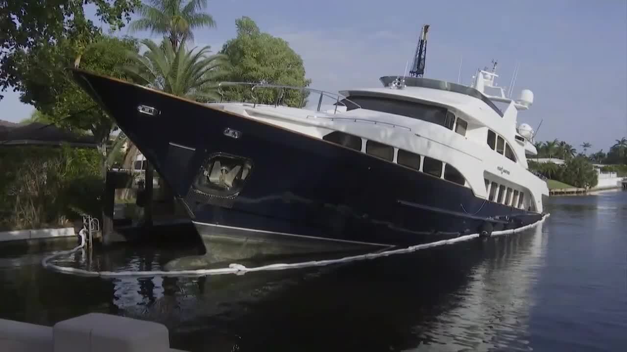 Yacht refloated after sinking near Fort Royal Isle in Fort Lauderdale ...