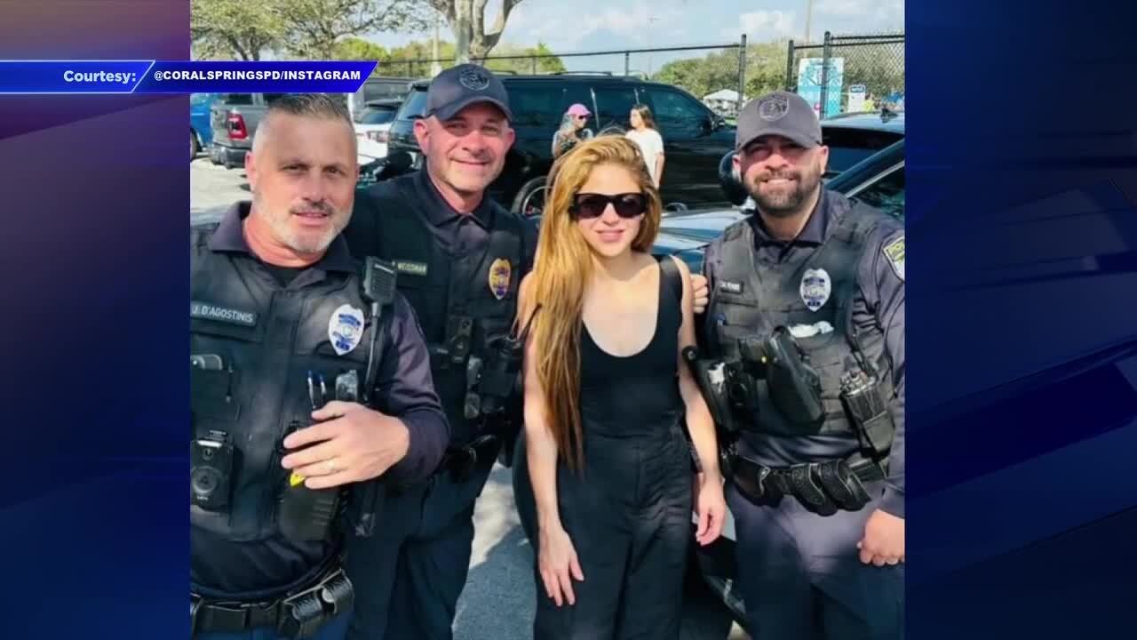 Shakira Stops By Coral Springs Police Department To Say Hello To
