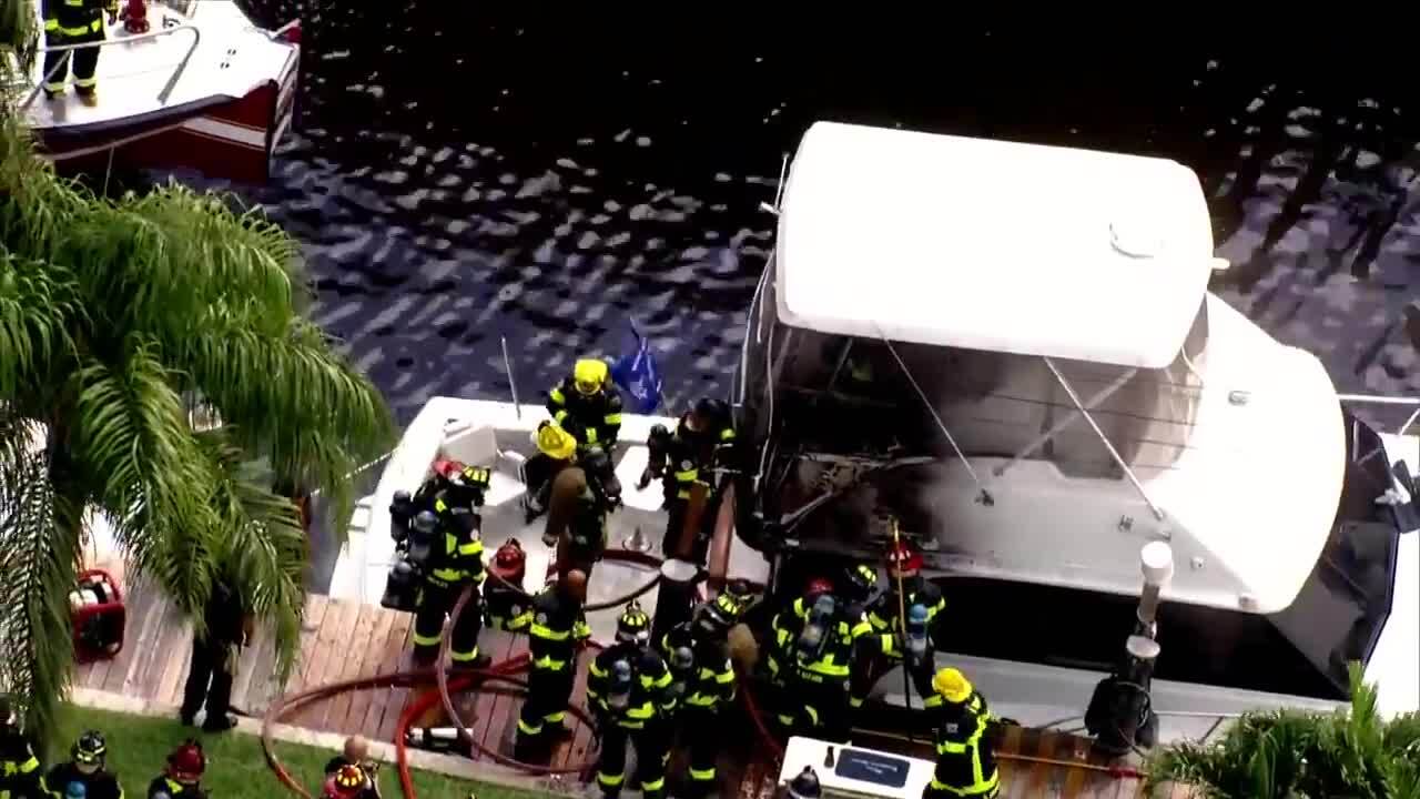 Rescue crews respond to boat on fire in Miami; no injuries reported ...