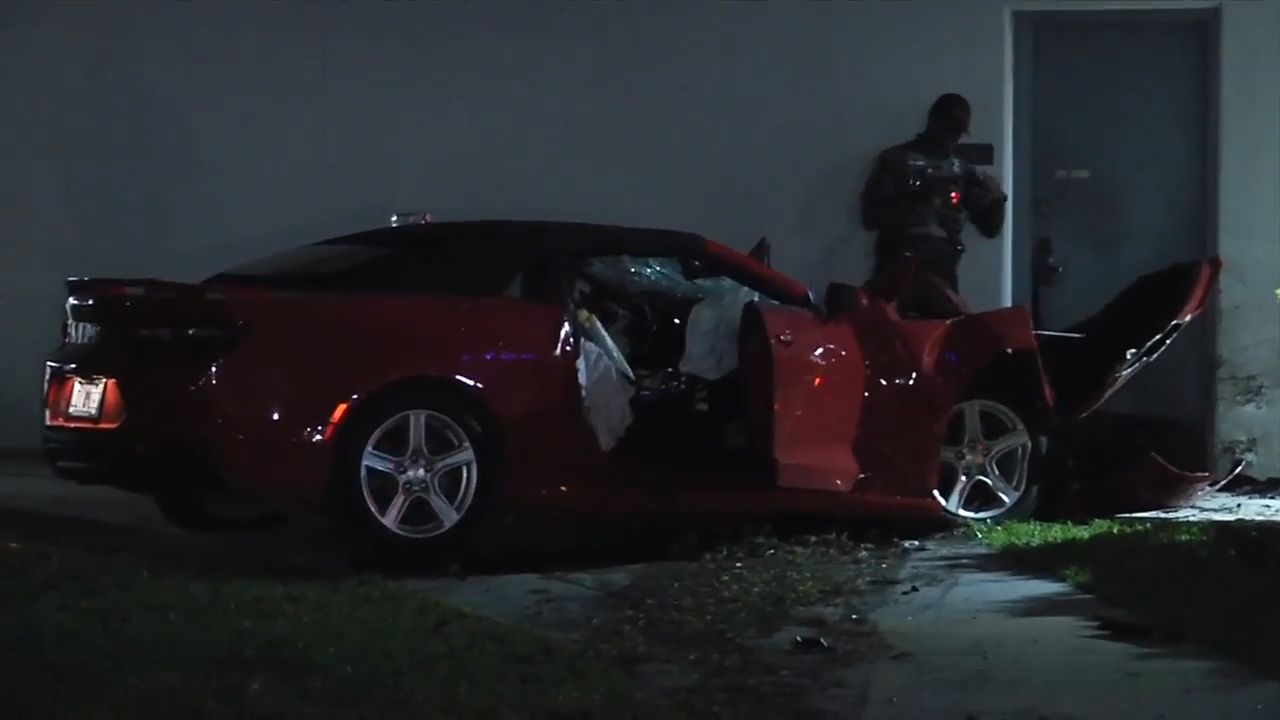 1 hospitalized after car crashes into building in Hollywood - WSVN ...