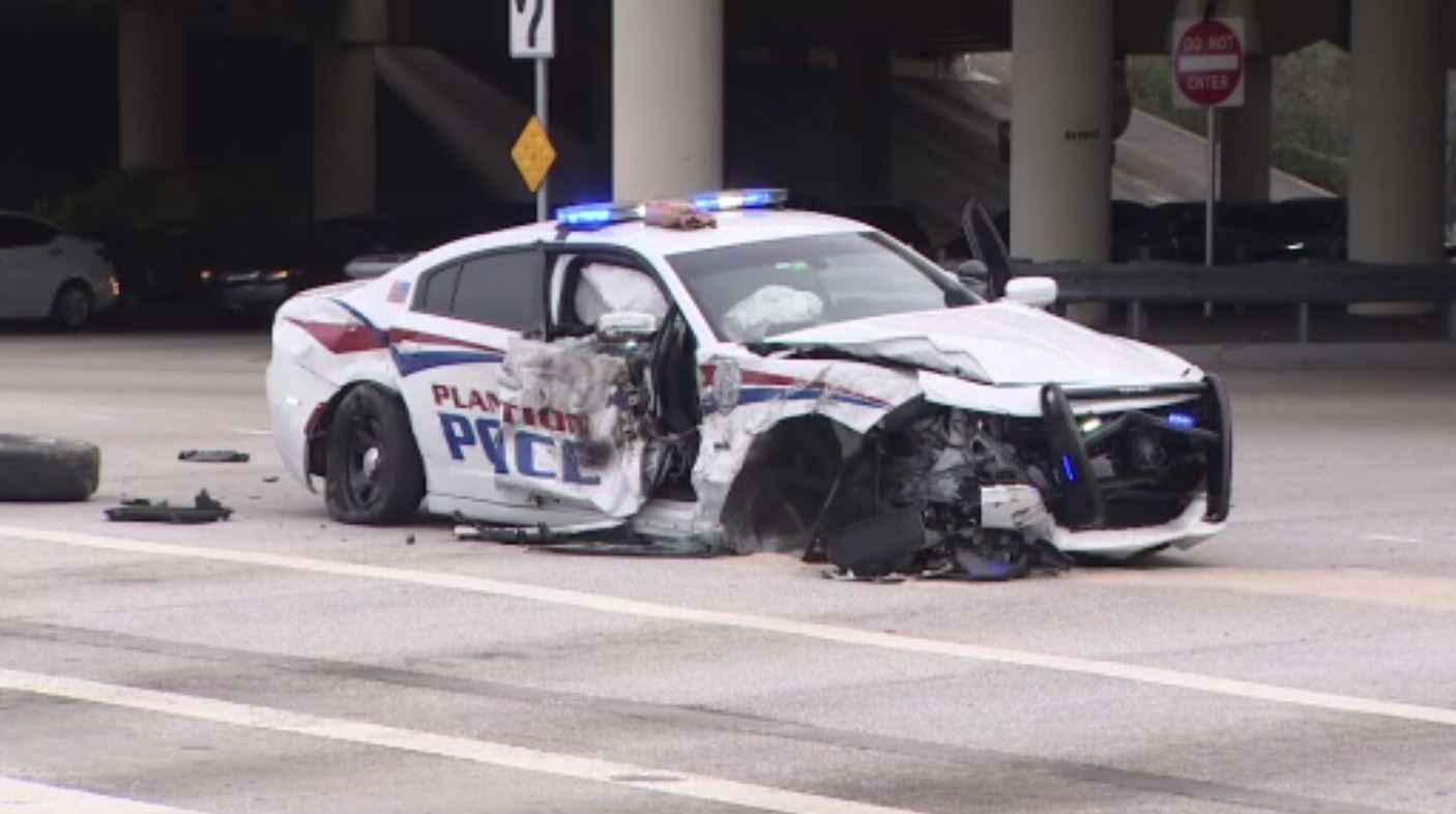 Plantation Police officer, civilian hospitalized after cruiser crash in ...