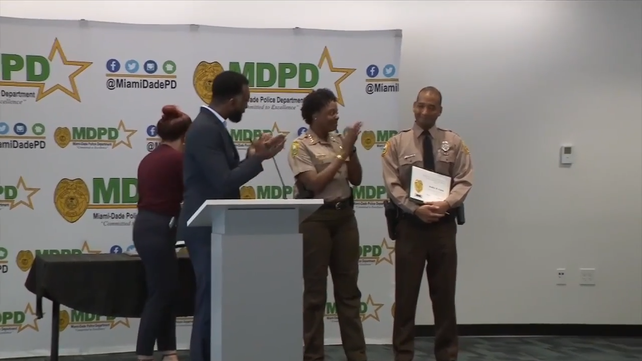 Miami-Dade officer honored for brave actions after his fellow officers were injured by armed ...