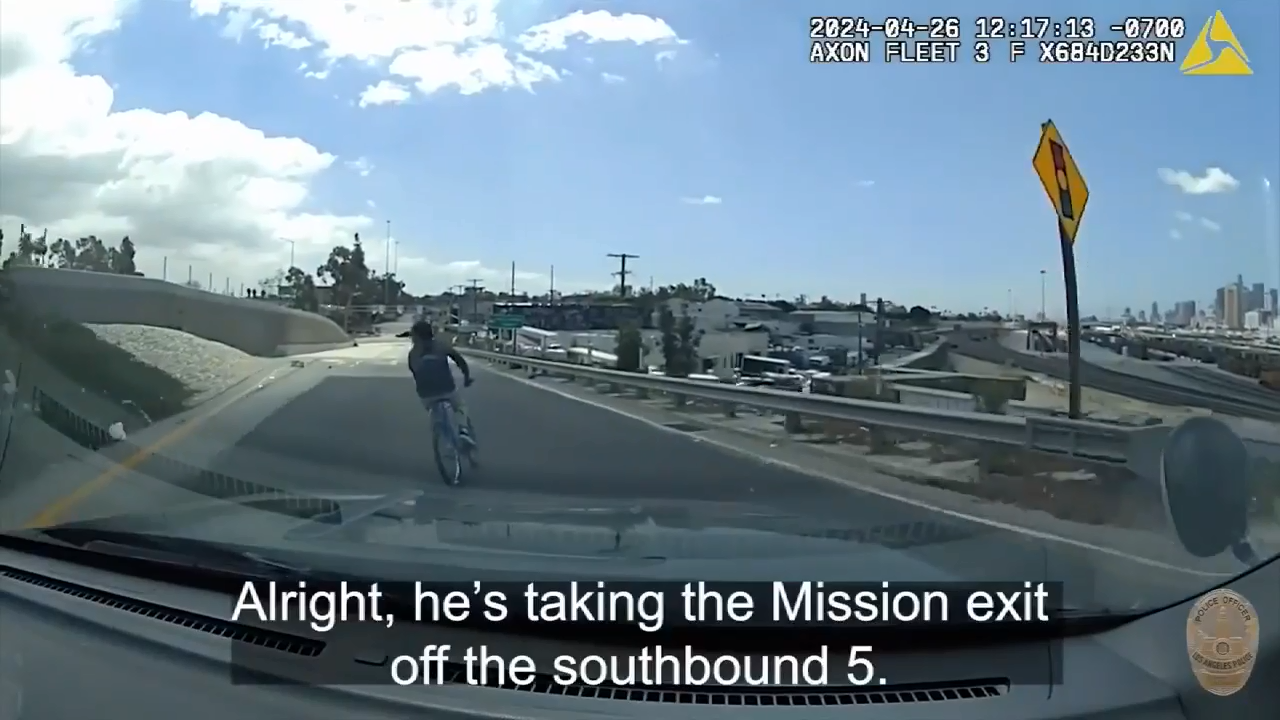 Attempted murder suspect tries to get away on a bicycle in Los Angeles ...