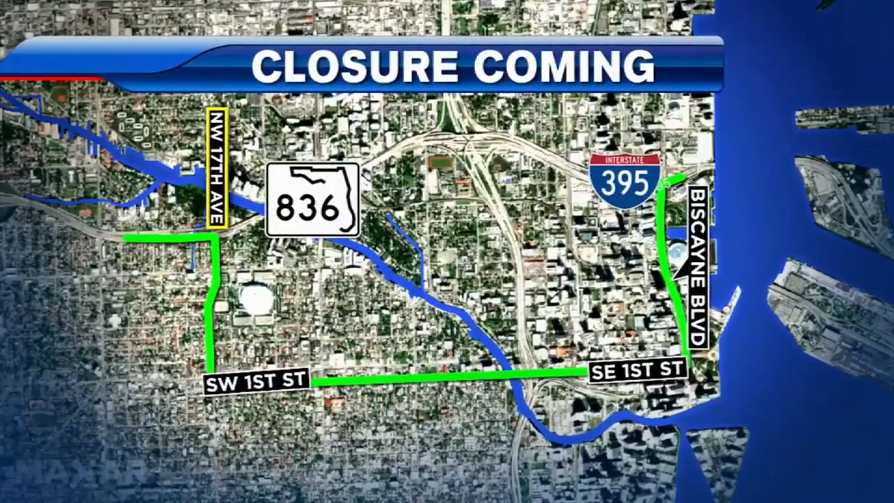 Eastbound 836 to I-395 lane closures start Friday night - WSVN 7News | Miami News, Weather ...