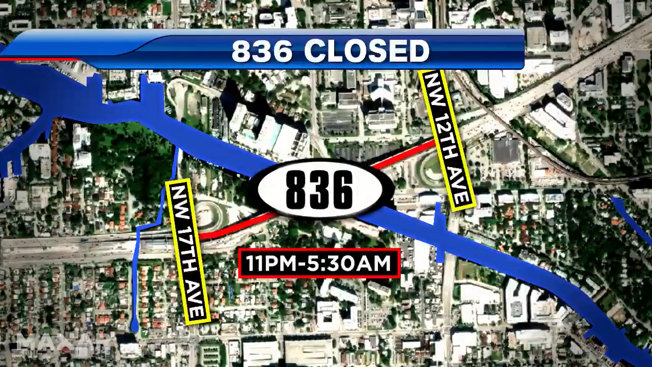 Parts of 836 eastbound and westbound set to have detours during nights ...