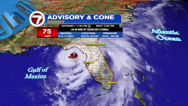 Tropical Storm Debby strengthens into a Category 1 hurricane as it ...