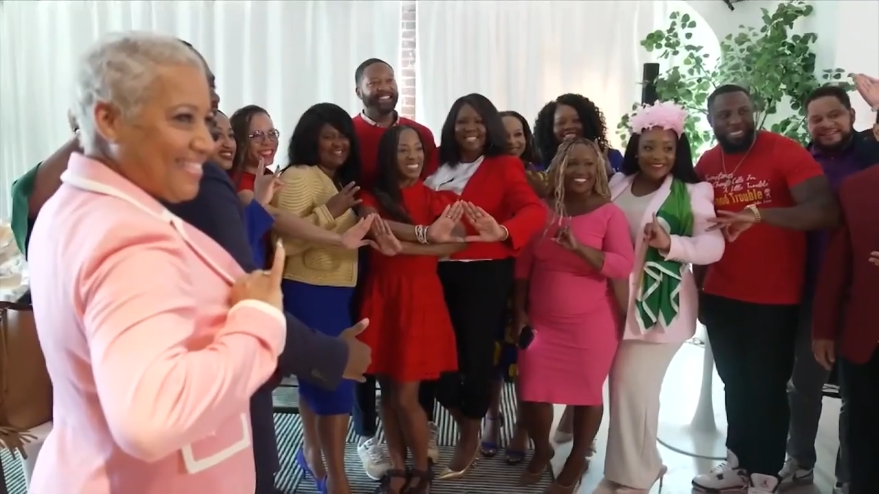 Historic Black sorority Alpha Kappa Alpha and the Divine Nine showing support for Kamala Harris ...