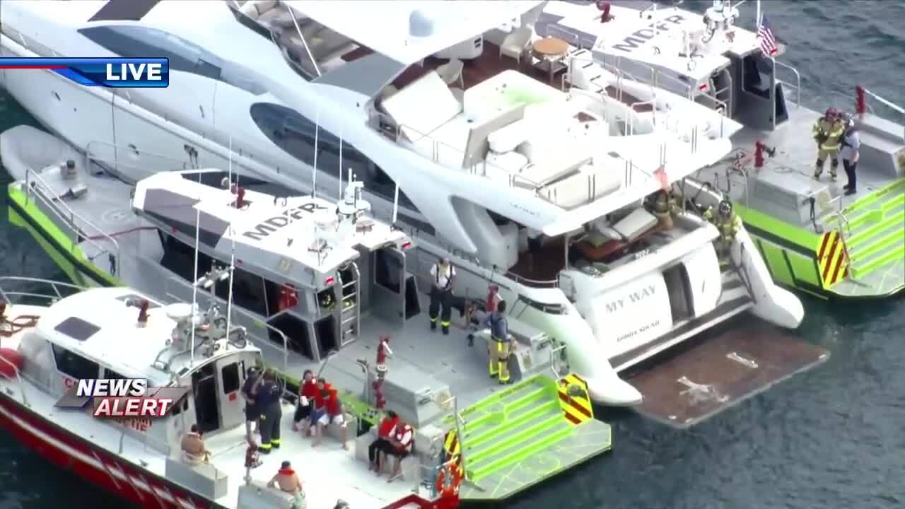 12 OK after 80-foot boat erupts in flames off Miami Beach - WSVN 7News ...