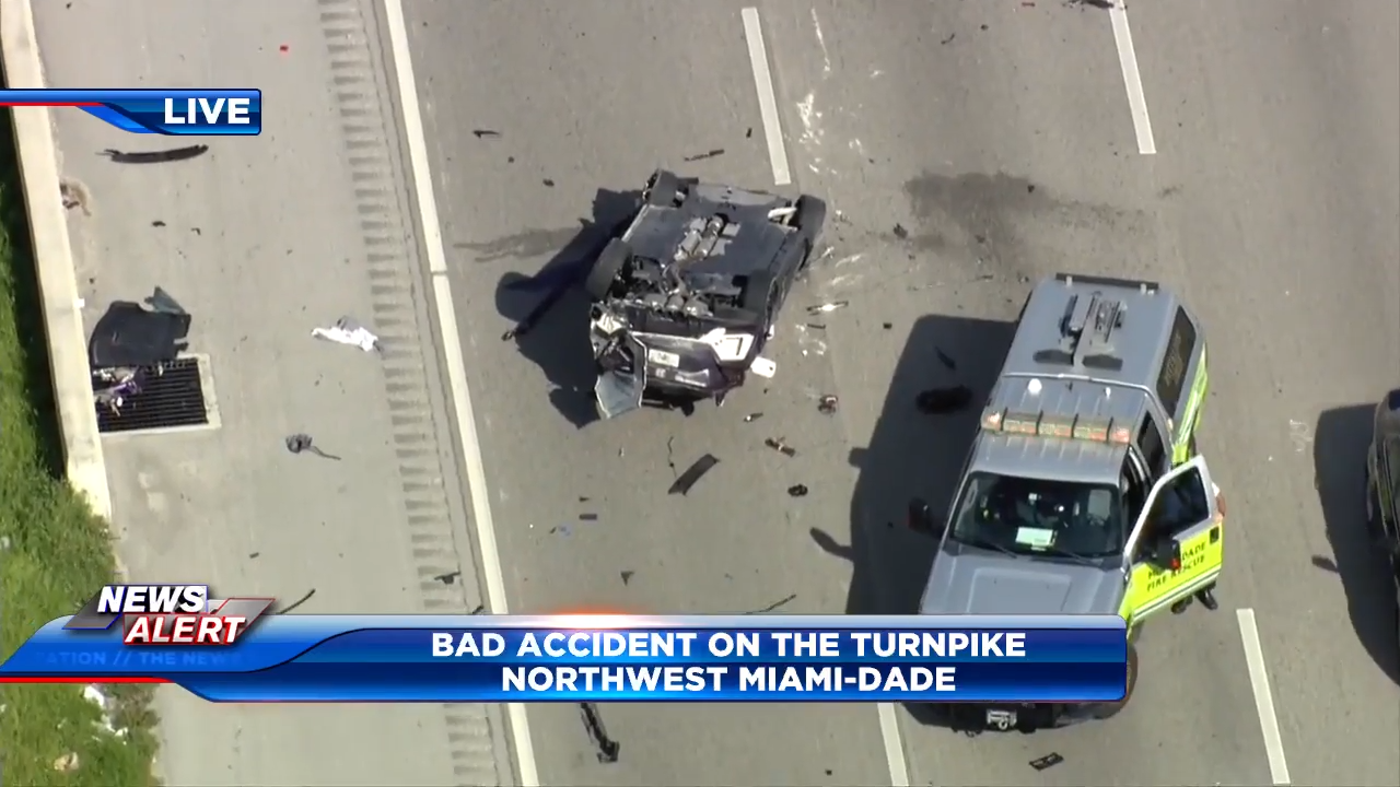 Rollover crash on Florida Turnpike leads to traffic delays in NW Miami-Dade - WSVN 7News | Miami ...