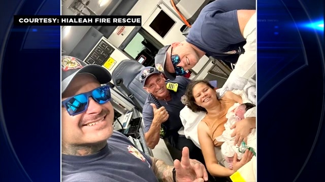 Hialeah firefighters deliver baby girl after mother suddenly goes into ...