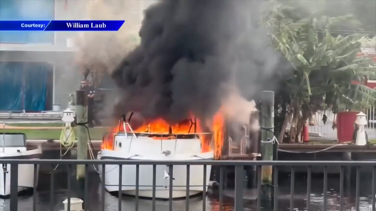Fire crews extinguish boat fire near yacht club in Pompano Beach, no ...