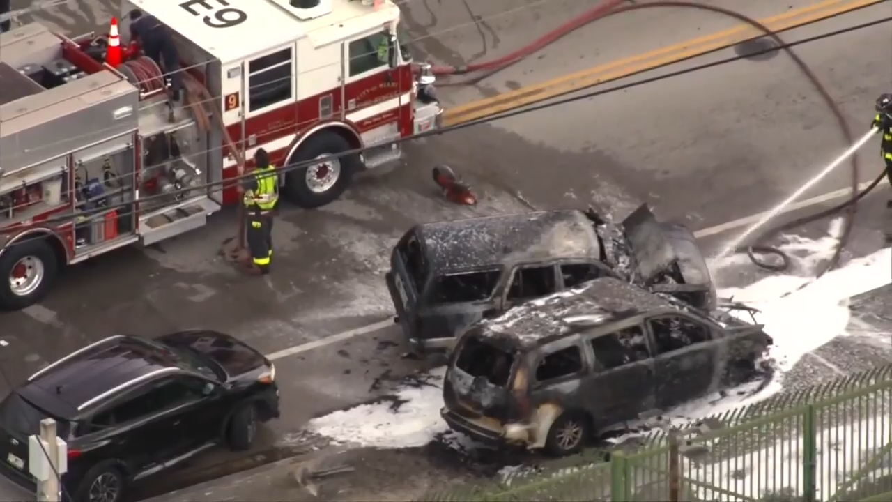 1 dead, 3 others injured after car erupts in flames following crash outside Miami high school ...