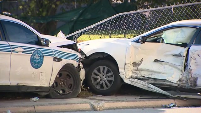 Miami Police officer taken to hospital after cruiser-involved crash ...