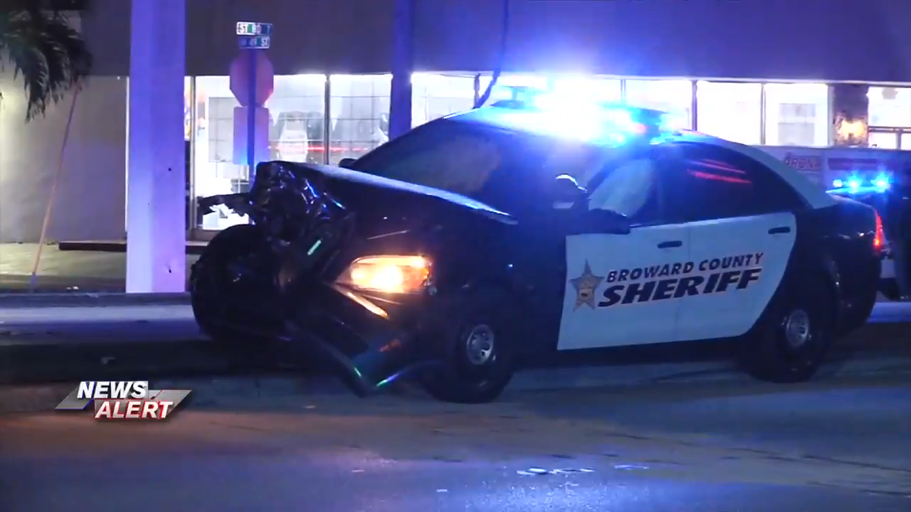 BSO cruiser damaged following crash in Tamarac - WSVN 7News | Miami ...