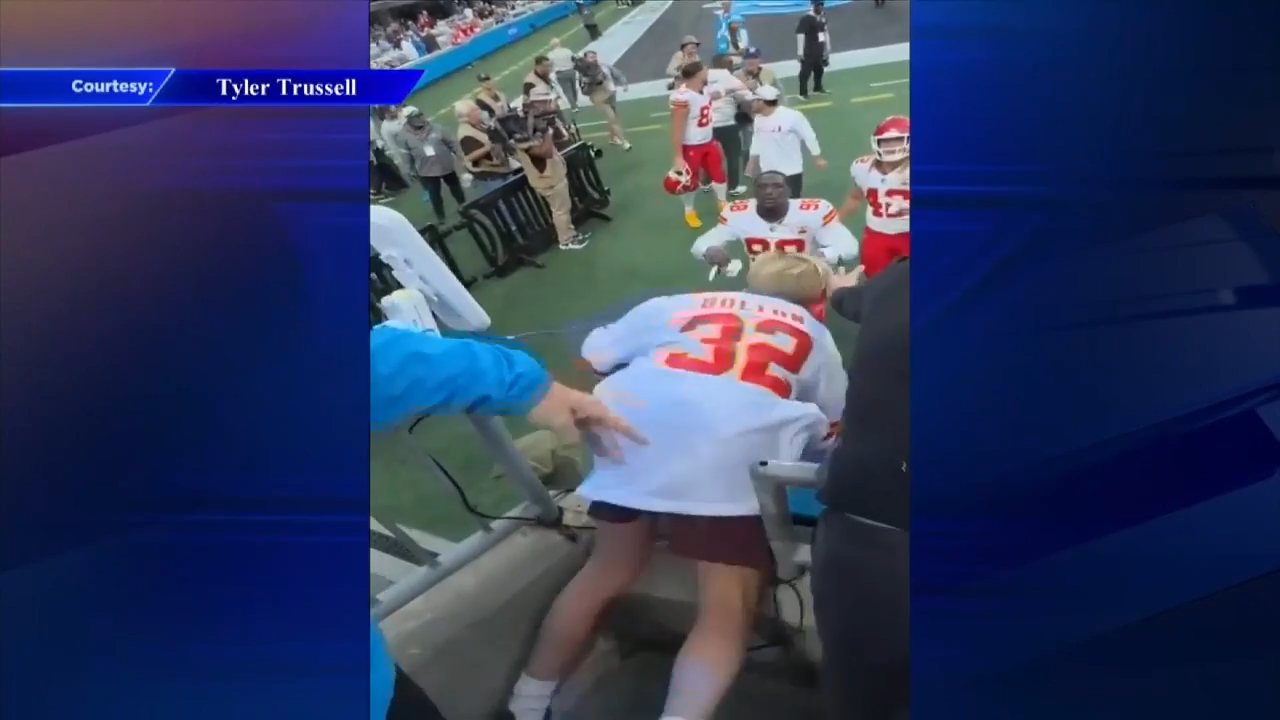Young Chiefs fan tumbles out of stands following big win; Tershawn ...