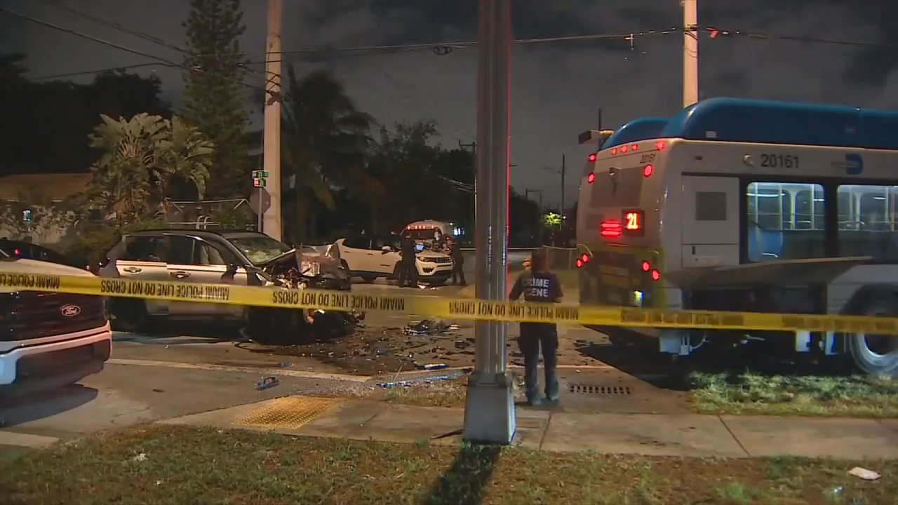 2 Hospitalized After Stolen Vehicle Crashes Into Miami Dade County Bus