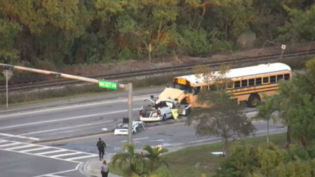 1 Extricated Hospitalized After Crash Involving School Bus In West
