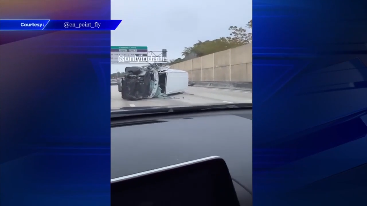 Van rolls over on I-95 after hit-and-run crash - WSVN 7News | Miami News, Weather, Sports | Fort ...