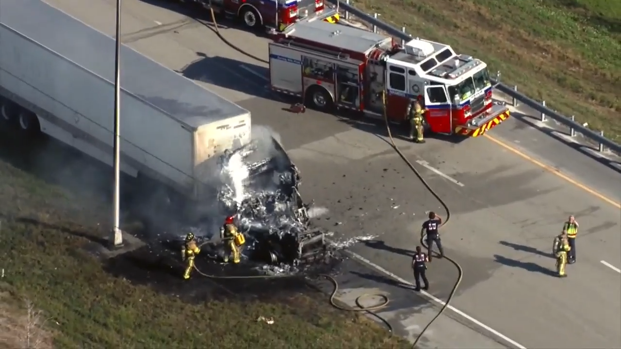 Crews extinguish truck fire on I-75 near Miramar Parkway - WSVN 7News ...