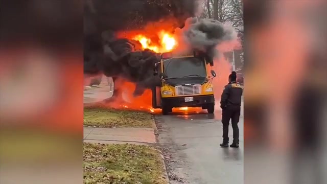 School bus driver safely evacuates 15 students after bus catches fire ...